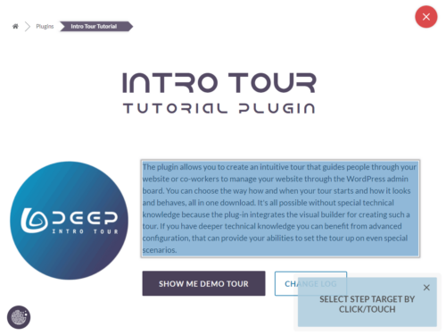 Intro Tour Tutorial PRO Plugin for WordPress | Deep Presentation